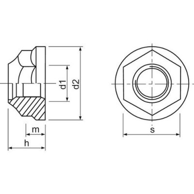 Sicherungsmutter m. Flansch, verzinkt, DIN6926, M5